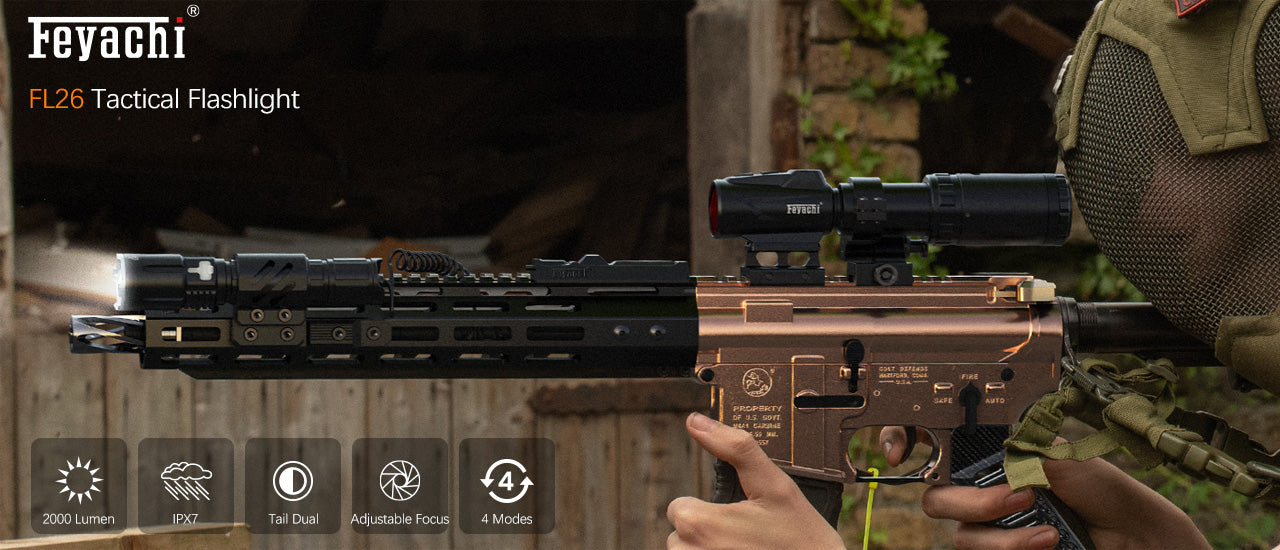 Feyachi FL26 2000 Lumens Tactical Flashlight - M-Rail Mountable with P